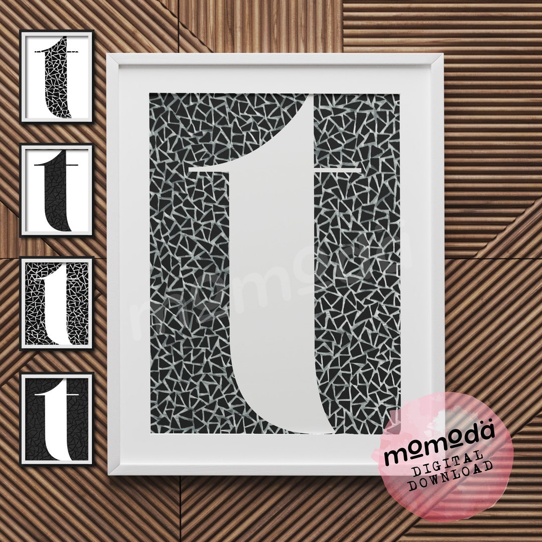 4in1 Letter T Monogram Printable Modern Mosaic Minimalist - Etsy