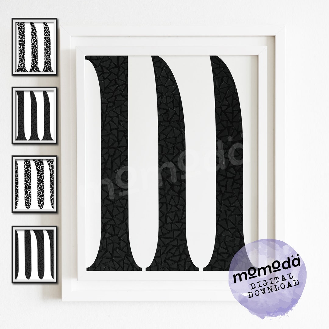 4in1 Letter M Monogram Printable Modern Mosaic Minimalist Initials ...