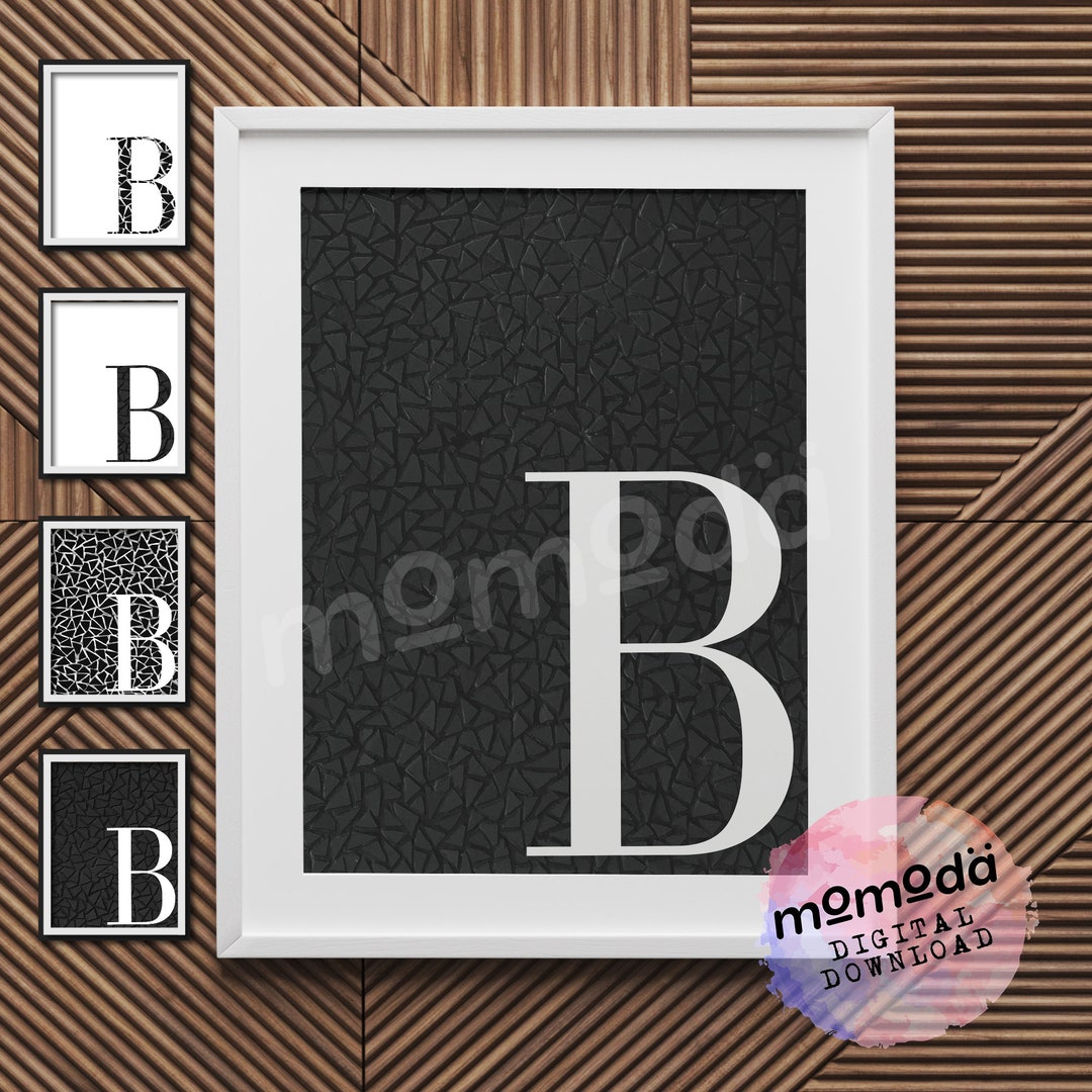 4in1 Letter B Monogram Printable Modern Mosaic Minimalist Initials ...