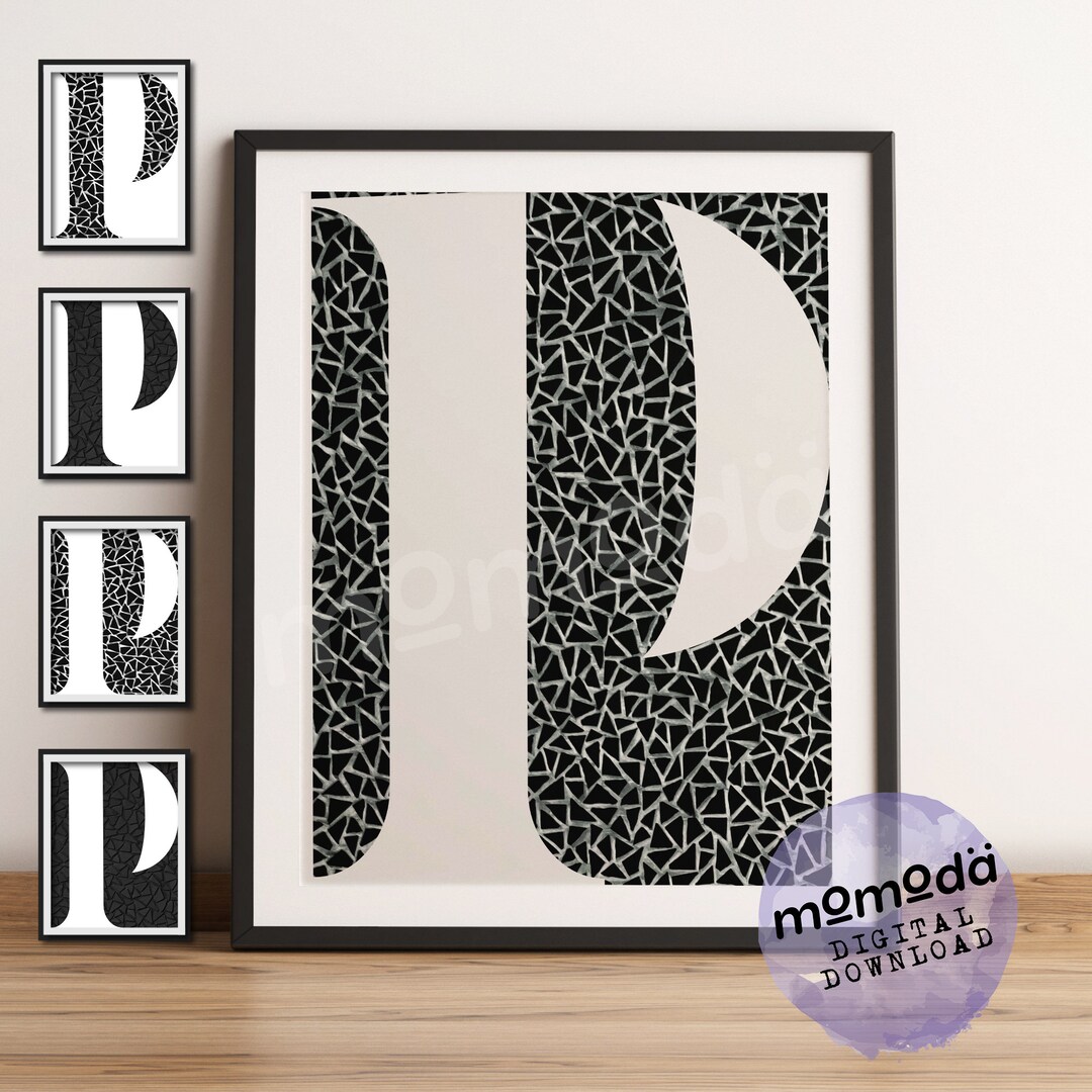 4in1 Letter P Monogram Printable Modern Mosaic Minimalist - Etsy