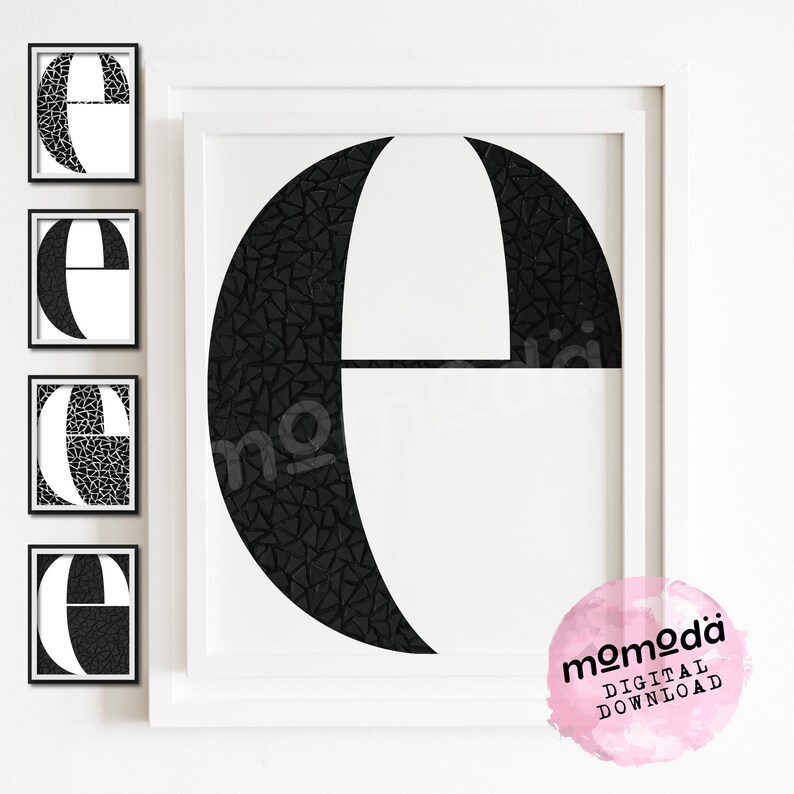 4in1 Letter E Monogram Printable Modern Mosaic Minimalist - Etsy