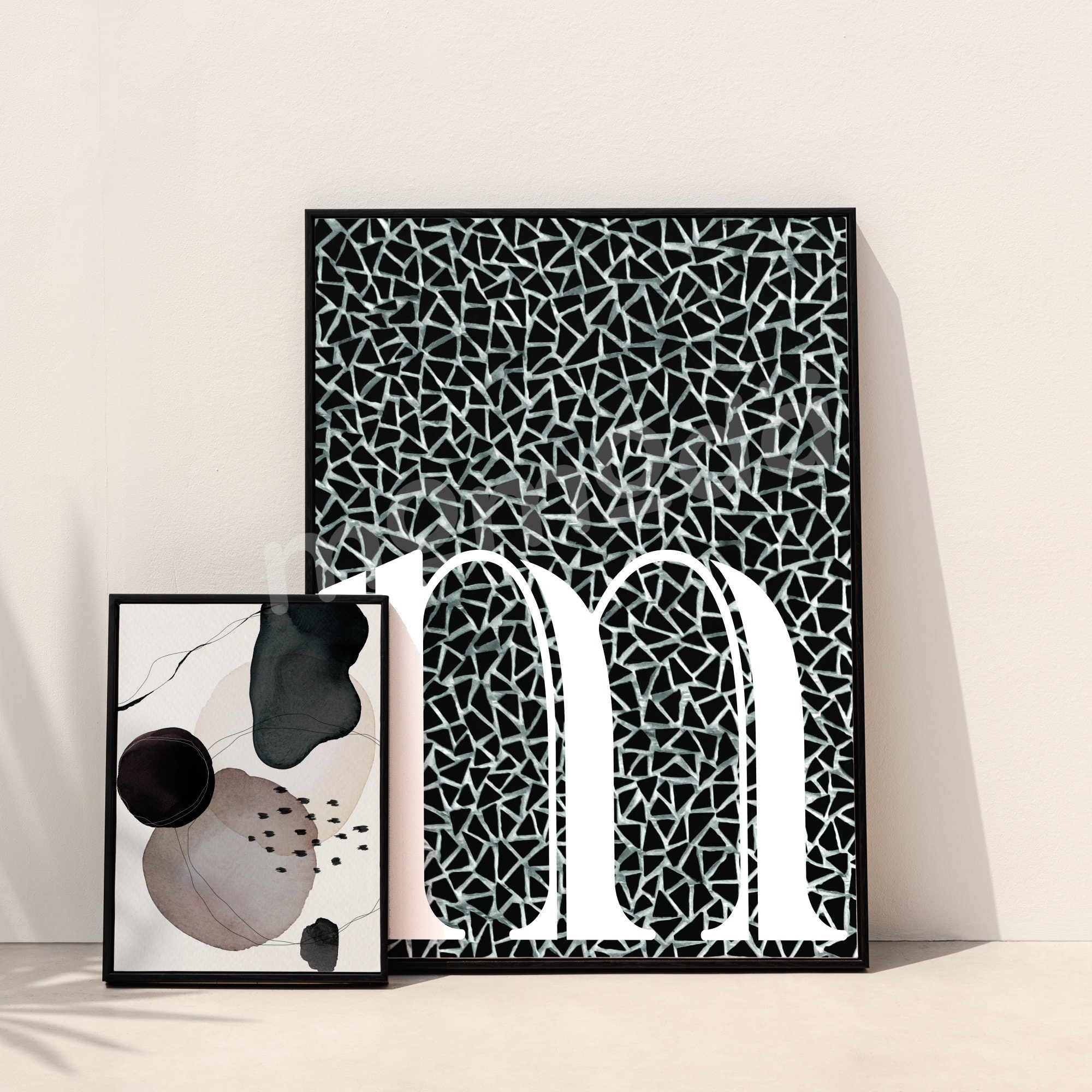 4in1 Letter M Monogram Printable Modern Mosaic Minimalist Initials ...