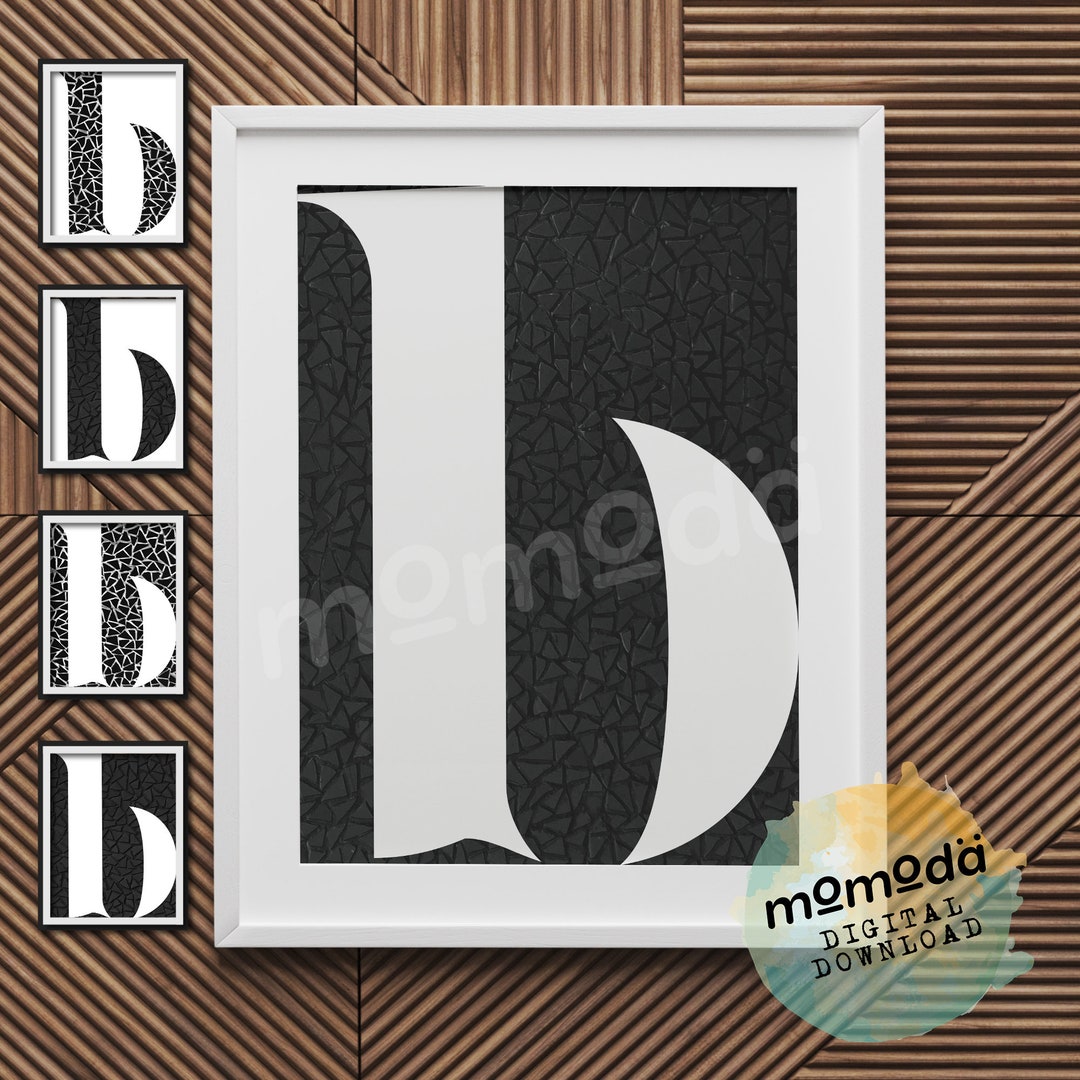 4in1 Letter B Monogram Printable Modern Mosaic Minimalist - Etsy