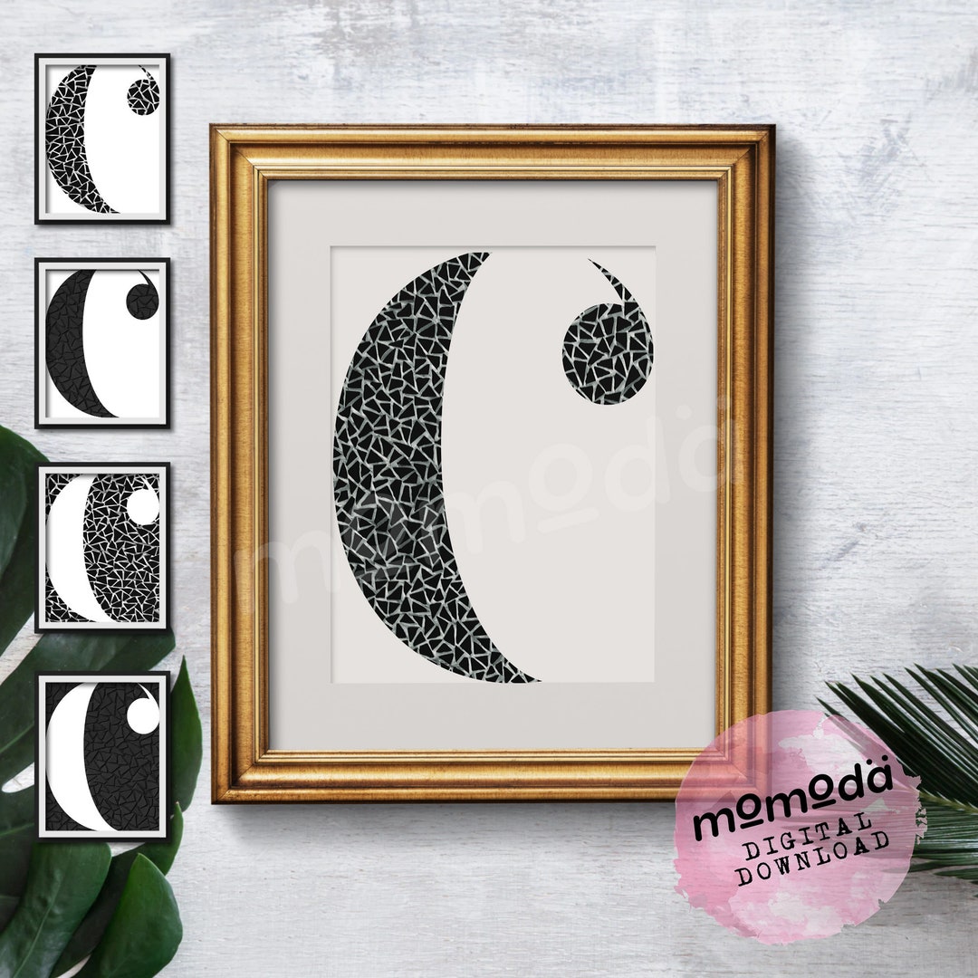 4in1 Letter C Monogram Printable Modern Mosaic Minimalist - Etsy