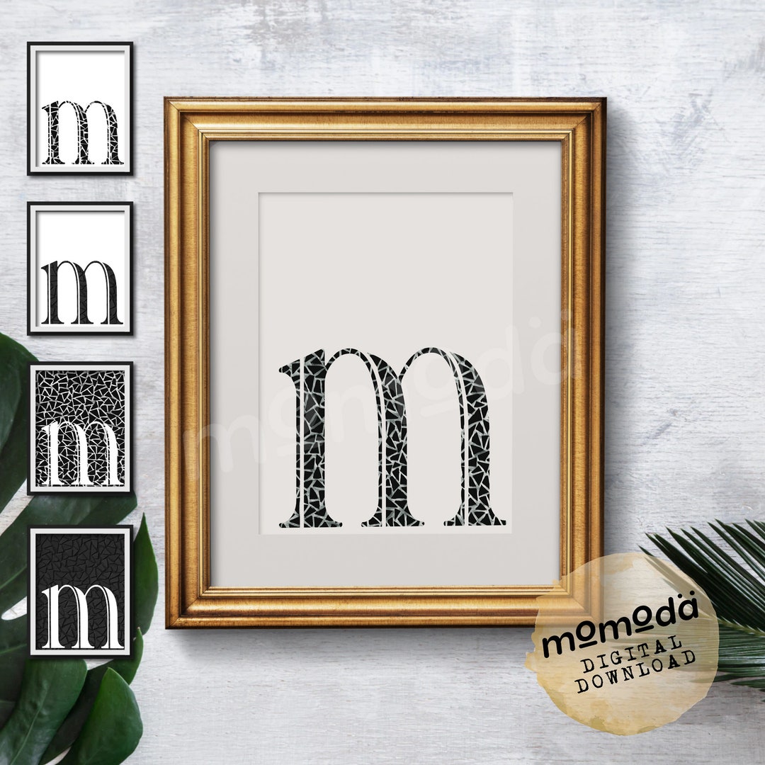 4in1 Letter M Monogram Printable Modern Mosaic Minimalist Initials ...