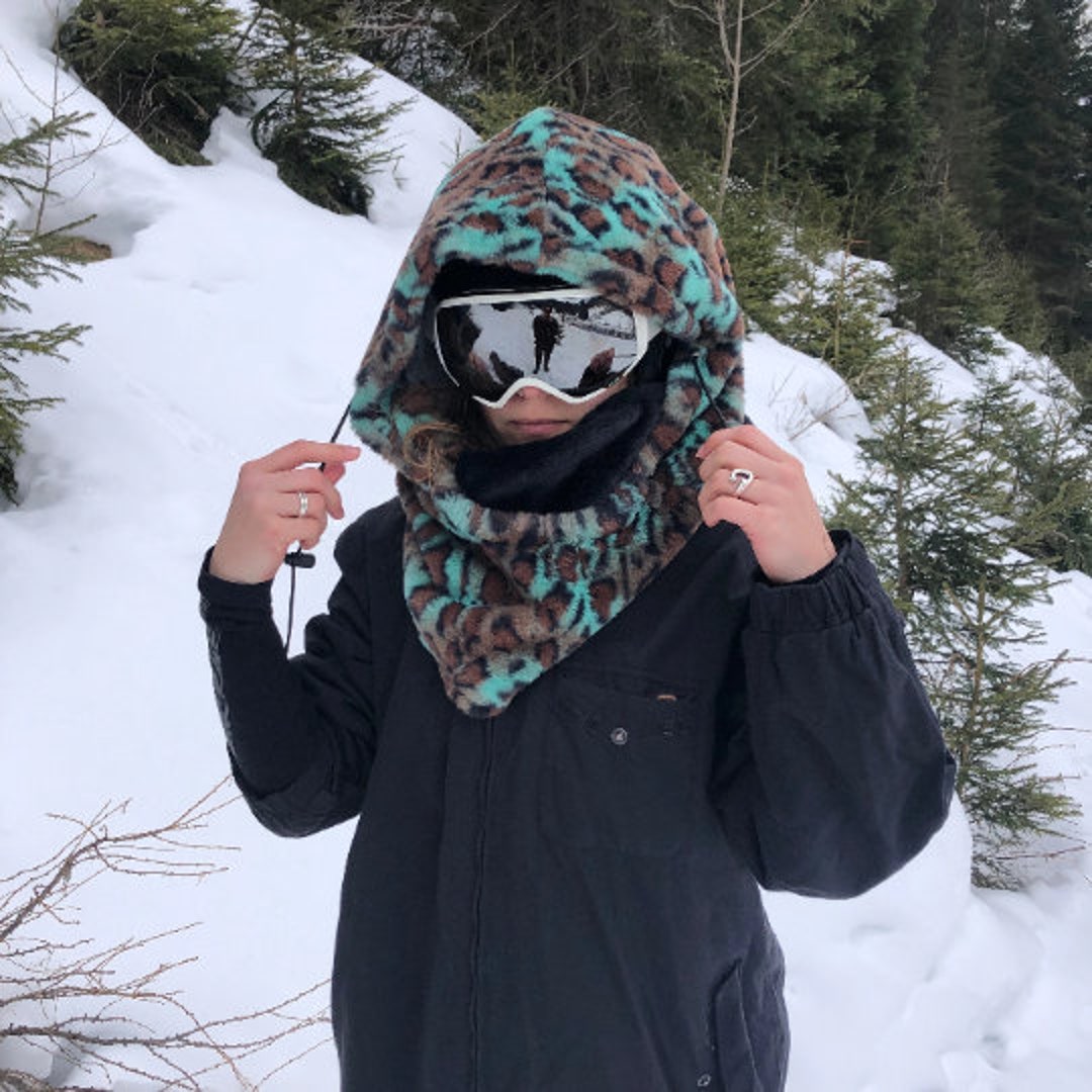 Leopard Ski Hood, Capuchon Hat, Fits Over Helmet, Bivak Hood, Balaclava ...