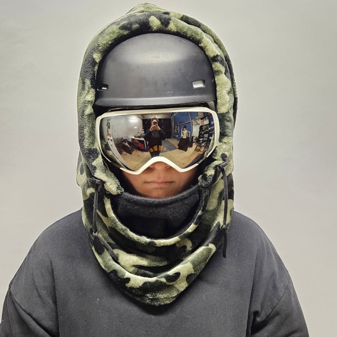 Army Green Ski Hood, Green, Hooded Hat, Fits Over Helmet, Bivouac Hood ...