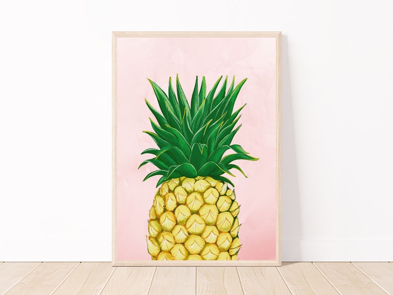 Pineapple Poster, Kitchen Wall Art Print, Tropical Fruit Decor ...