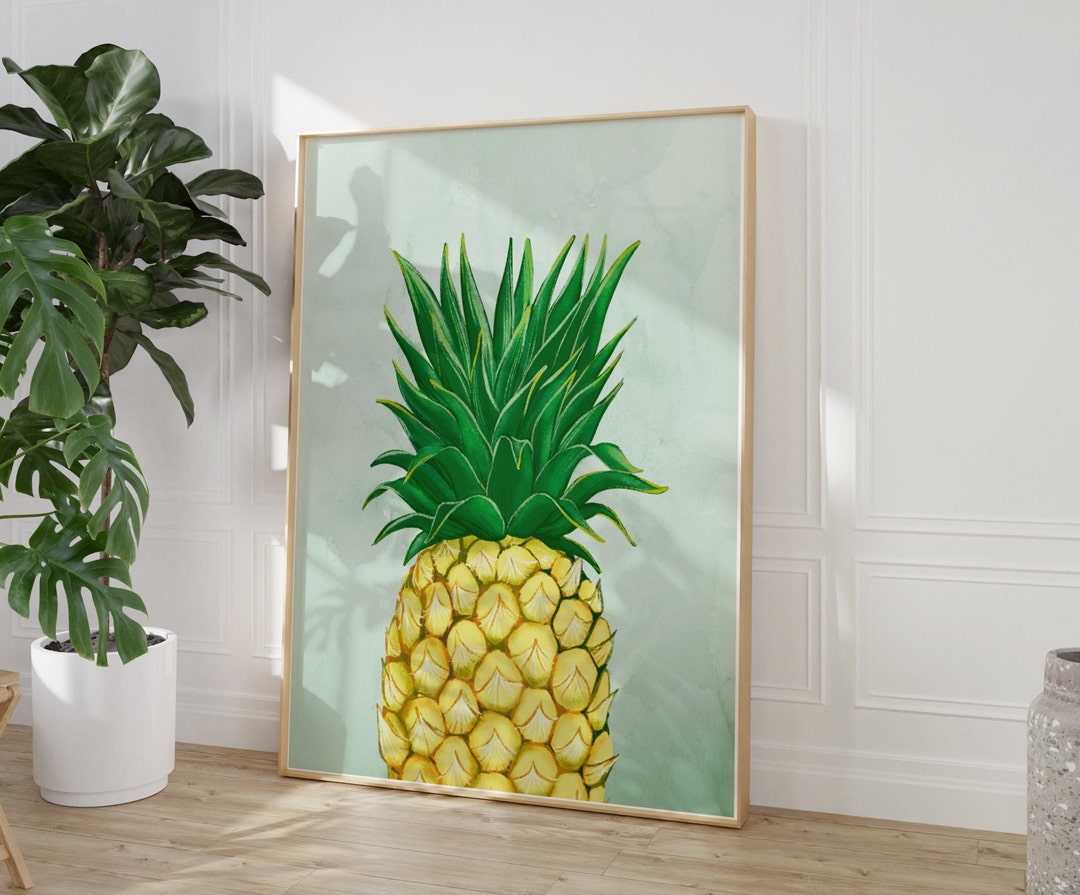 Pineapple Poster, Kitchen Wall Art Print, Tropical Fruit Decor ...