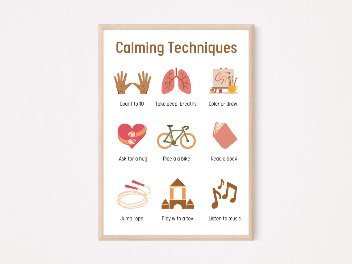 Calming Techniques Poster, Homeschool, Calming Corner, Strategies Chart ...