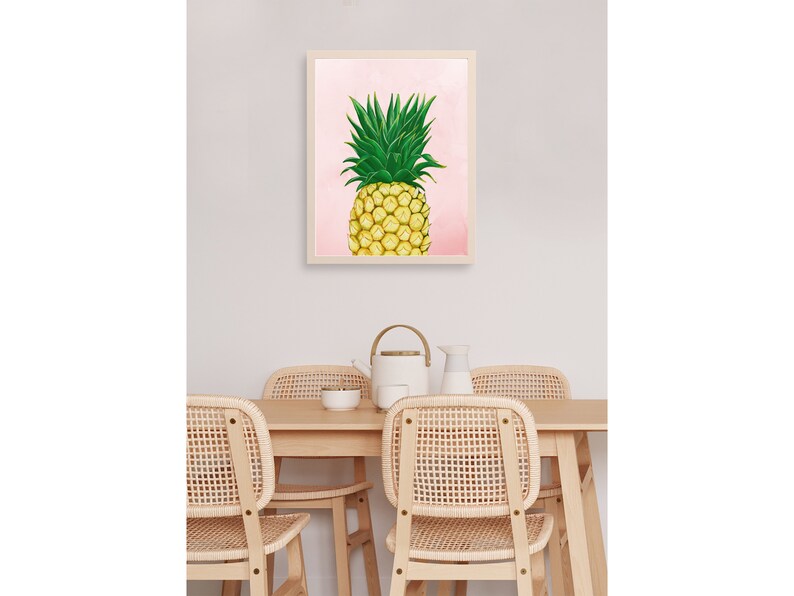 Pineapple Poster, Kitchen Wall Art Print, Tropical Fruit Decor ...