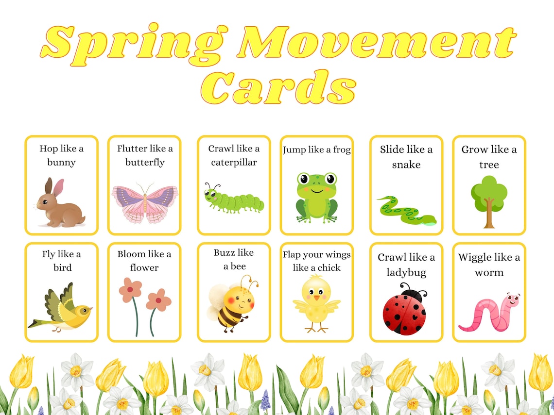 Printable Spring Movement Cards for Kids - Fun School or Home Activity ...