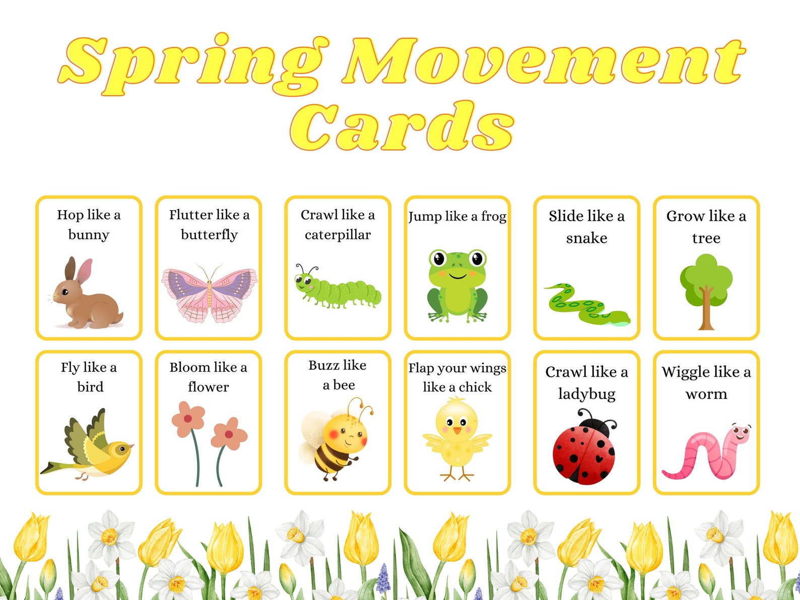 Printable Spring Movement Cards for Kids - Fun School or Home Activity ...