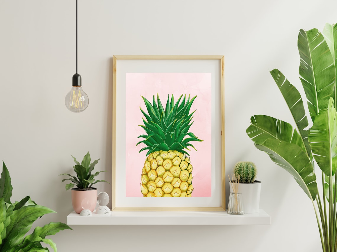 Pineapple Poster, Kitchen Wall Art Print, Tropical Fruit Decor ...