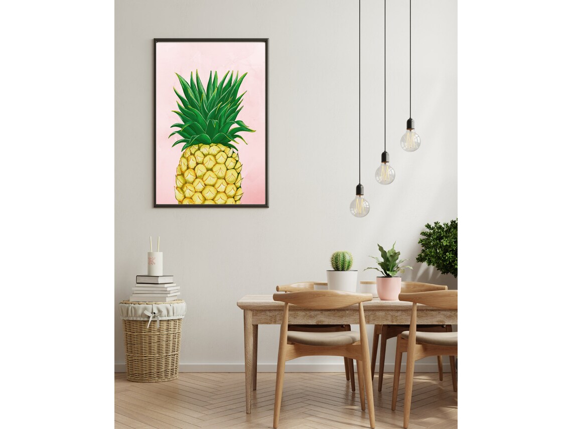 Pineapple Poster, Kitchen Wall Art Print, Tropical Fruit Decor ...