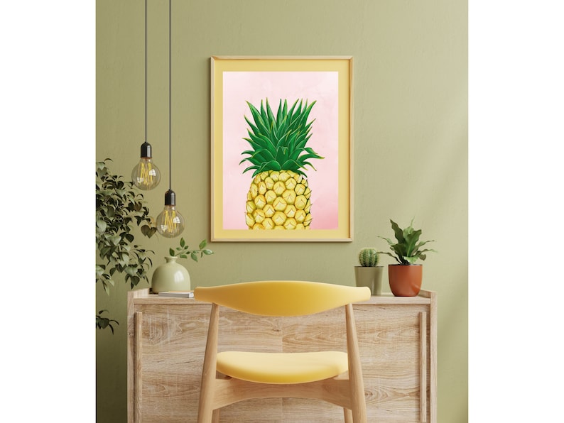 Pineapple Poster, Kitchen Wall Art Print, Tropical Fruit Decor ...