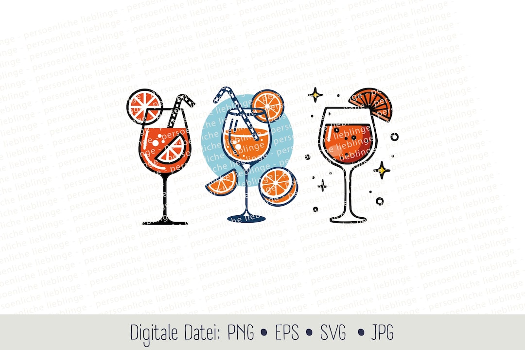 Aperol Spritz Cocktail Mixed Drink Plotter File Cricut Silhouette ...