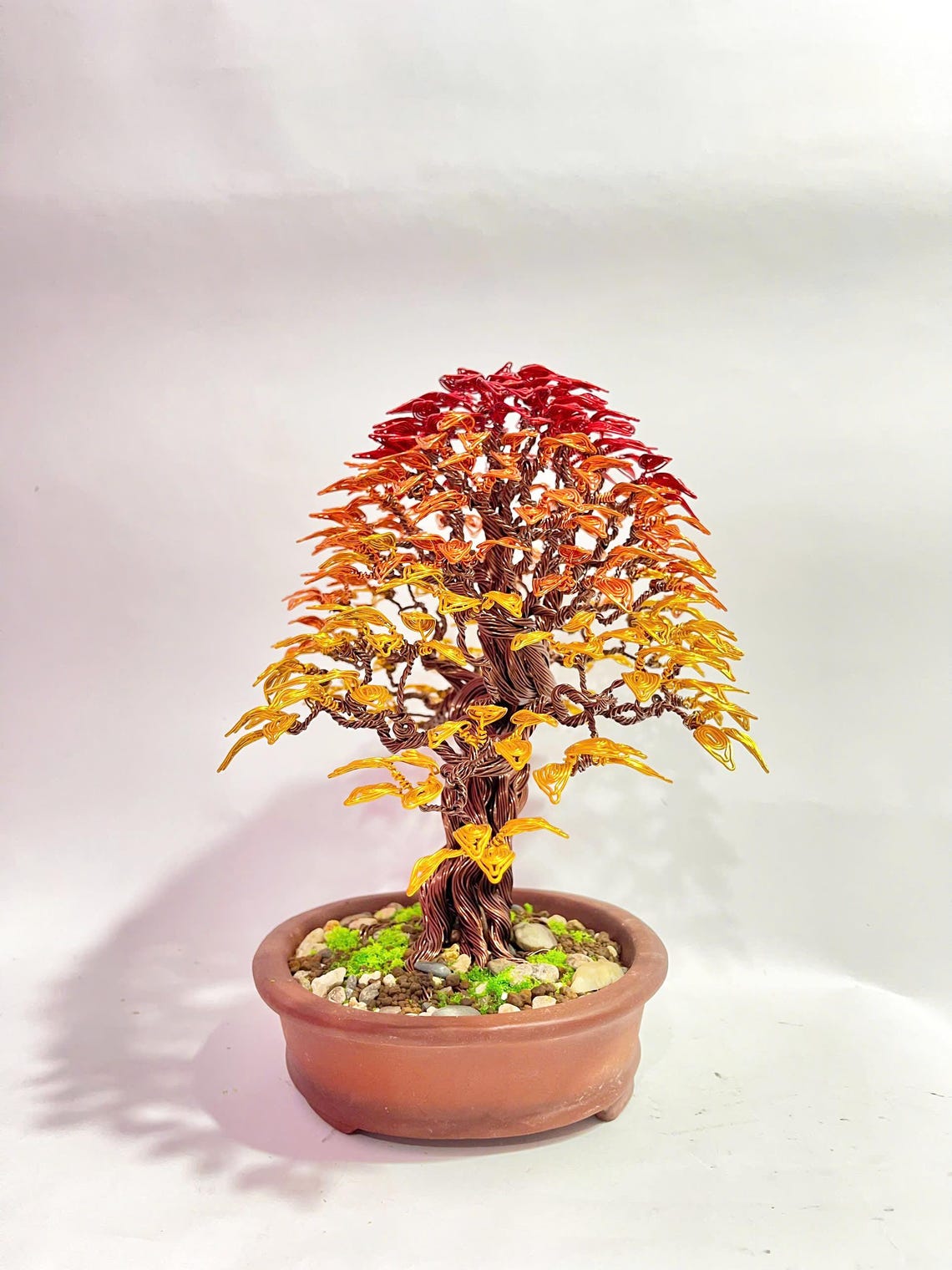 Copper Wire Bonsai Tree: Red Maple Autumn Leaves Desk Decor - Etsy
