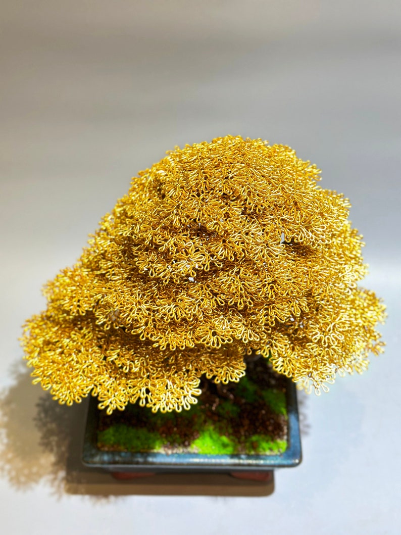 Wire Bonsai Tree With Gold Leaves 12 Inches Tall, Bonsai Tree, Home ...