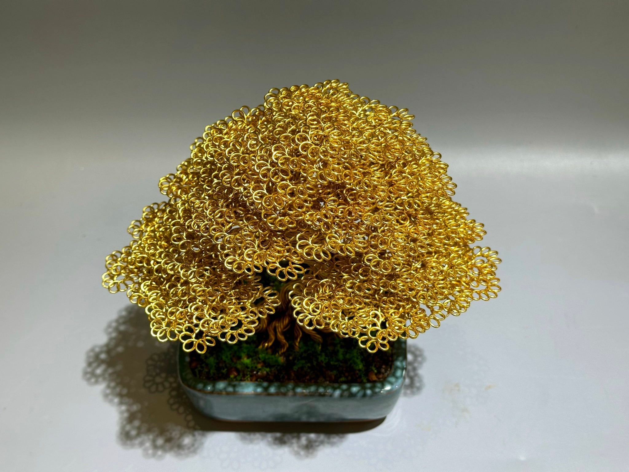 Wire Bonsai Tree Gold Leaves, Wire Tree Sculpture, Tree of Life, Copper ...