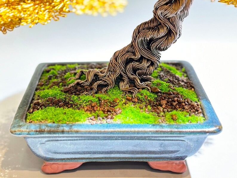 Wire Bonsai Tree With Gold Leaves 12 Inches Tall, Bonsai Tree, Home ...