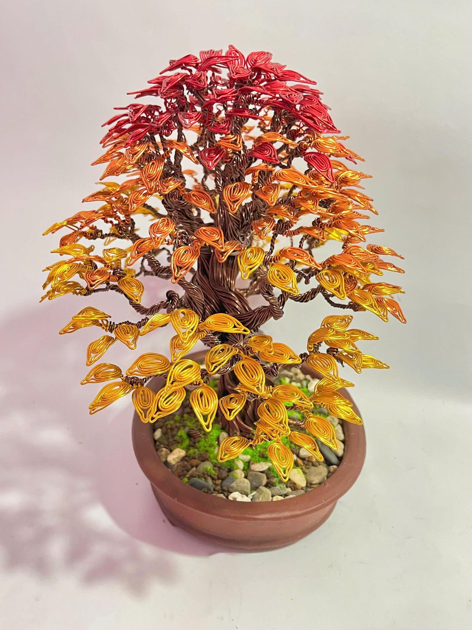 Copper Wire Bonsai Tree: Red Maple Autumn Leaves Desk Decor - Etsy