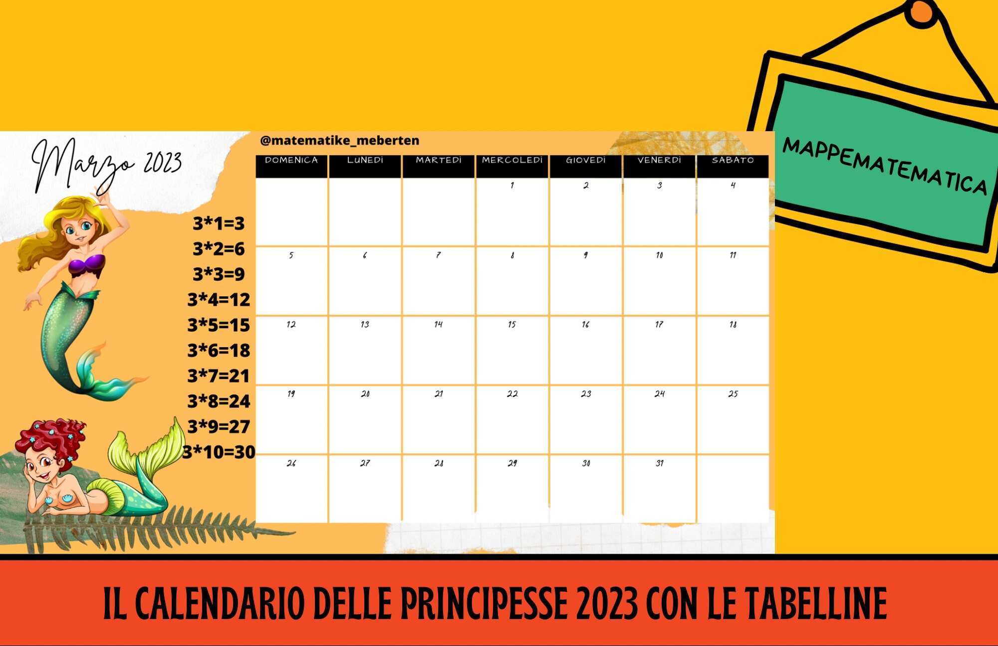 Princesses Calendar With Multiplication Tables - Etsy
