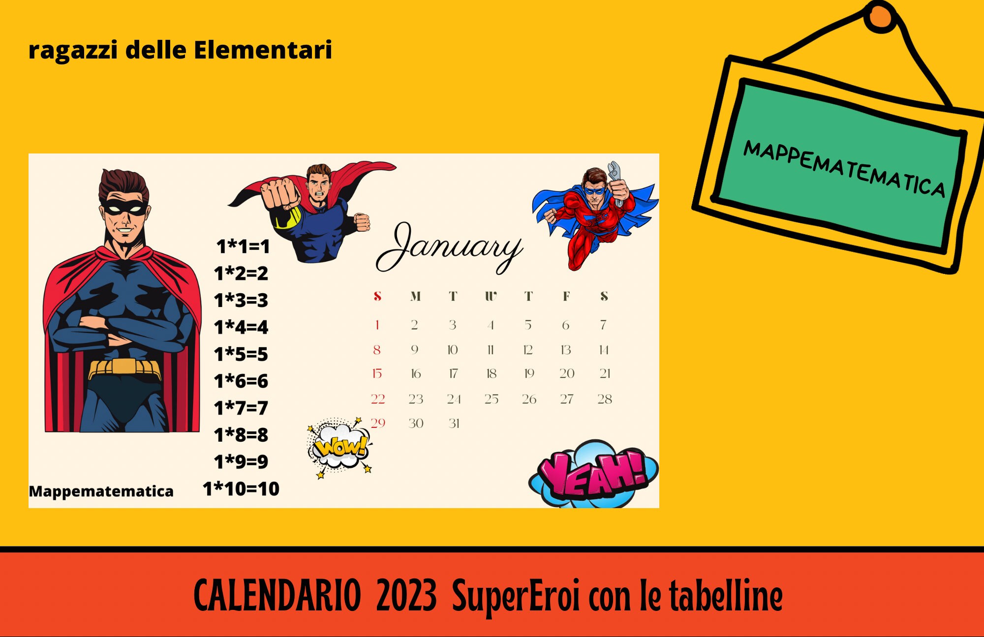 THE 2023 Superhero CALENDAR With Multiplication Tables - Etsy