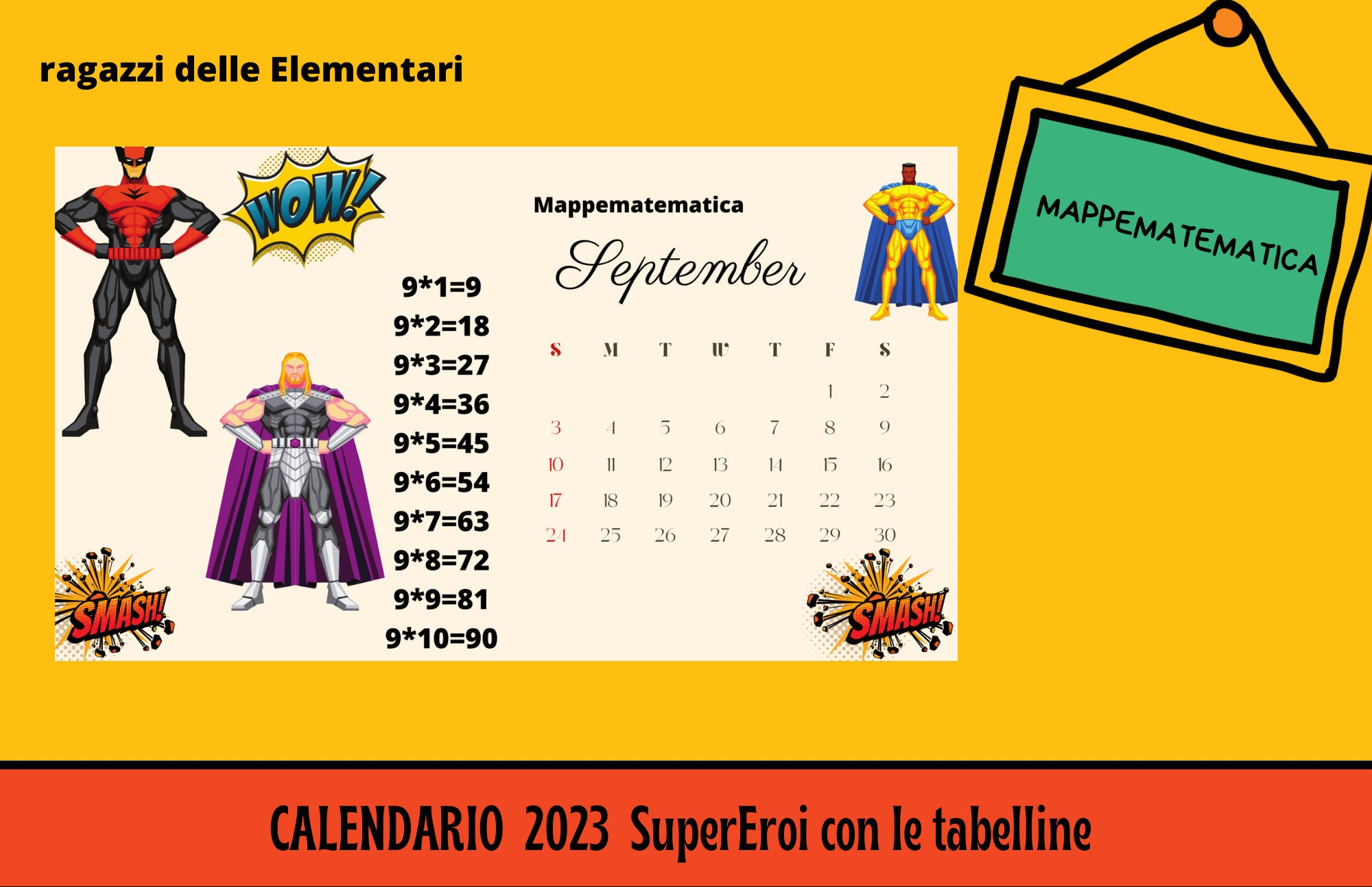 THE 2023 Superhero CALENDAR With Multiplication Tables - Etsy