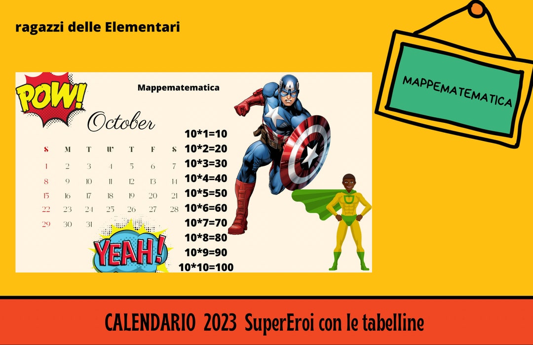 THE 2023 Superhero CALENDAR With Multiplication Tables - Etsy
