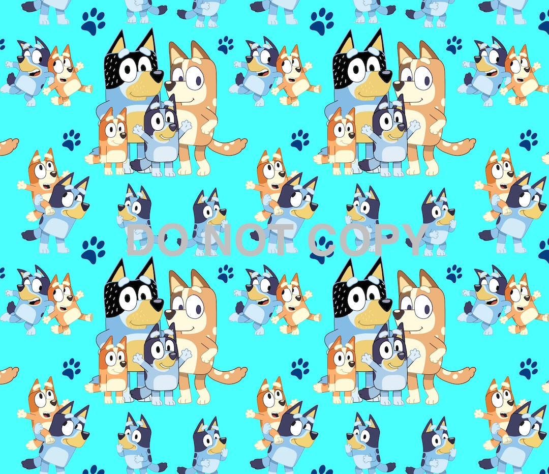 Bluey Teal Digital Seamless Pattern - Etsy