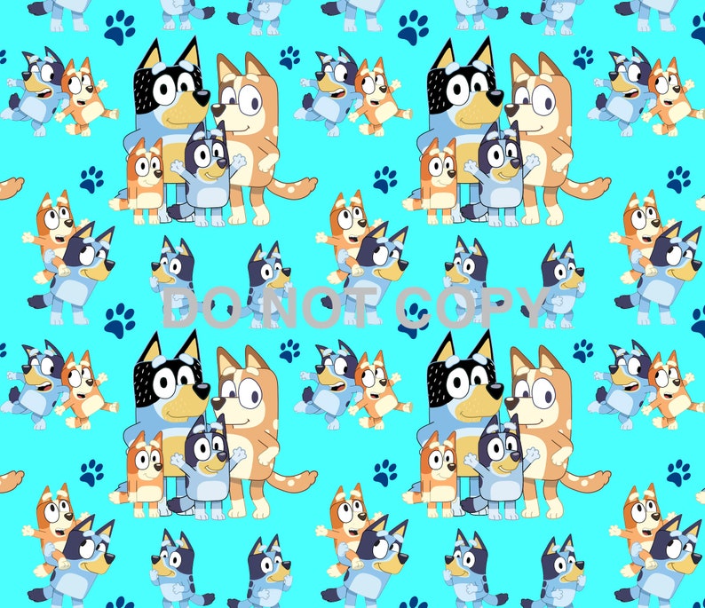 Bluey Teal Digital Seamless Pattern - Etsy
