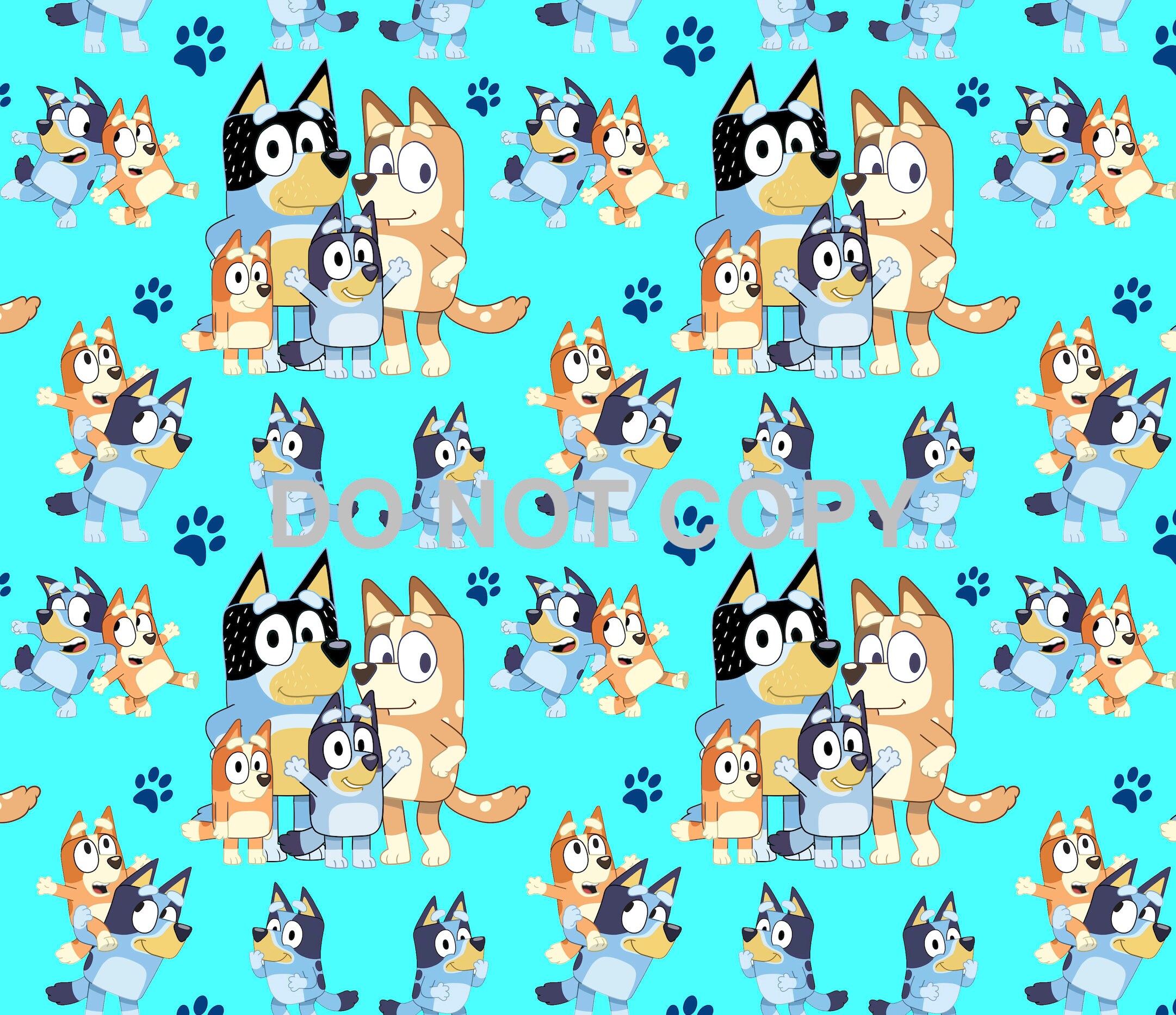 Bluey Teal Digital Seamless Pattern - Etsy