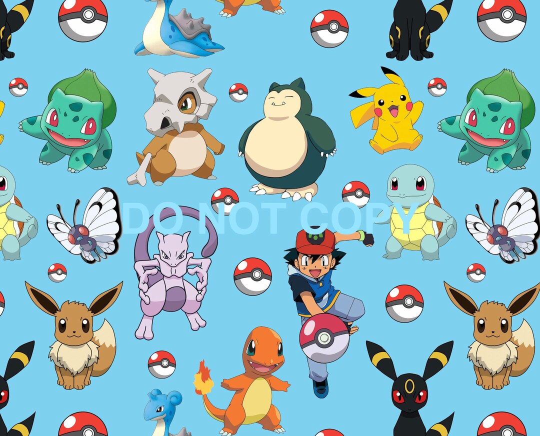 Pokemon Seamless Digital Pattern - Etsy