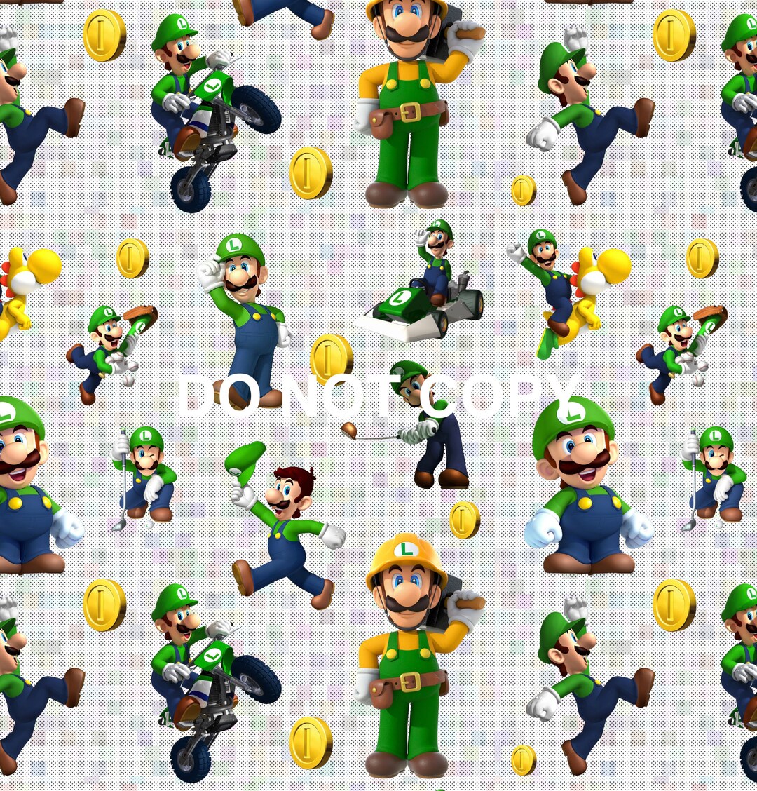 Luigi Super Mario Seamless Digital Pattern - Etsy