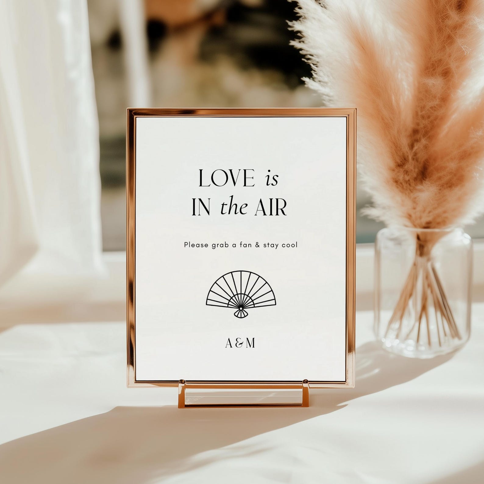 Wedding Fan Sign Template, Love is in the Air Wedding Sign Canva ...