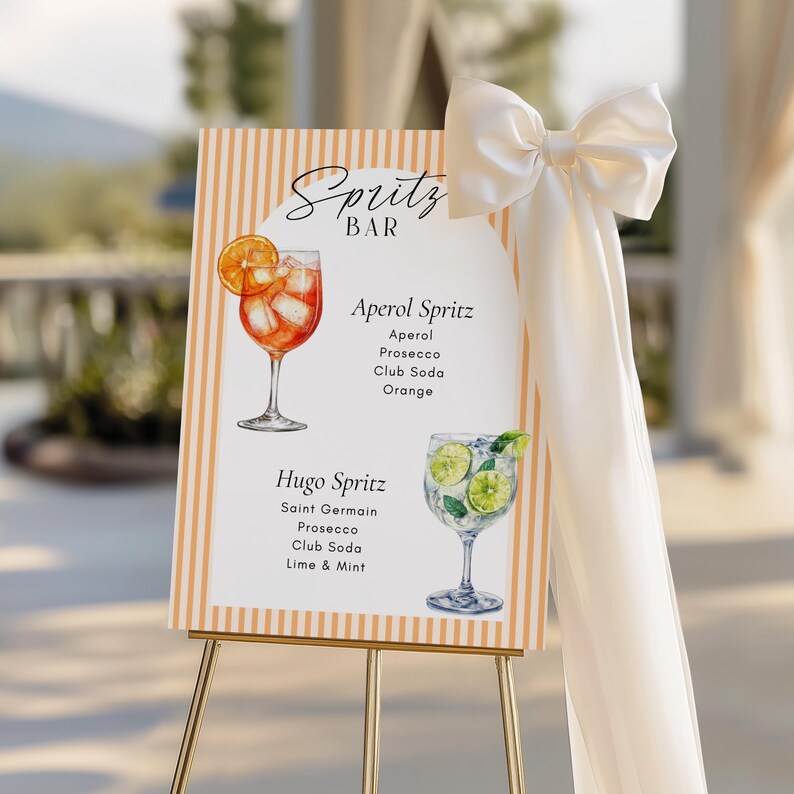 Aperol Spritz Hugo Spritz Sign Canva Template Editable, Signature ...