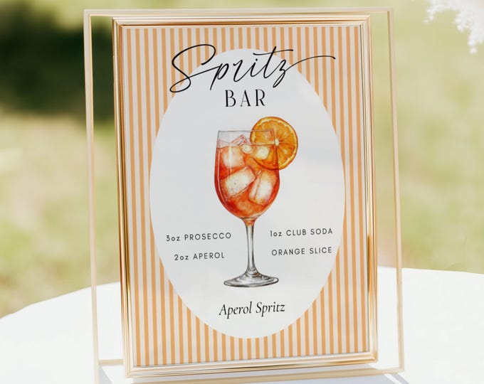 Aperol Spritz Bar Sign Canva Template Editable, Wedding Spritz ...