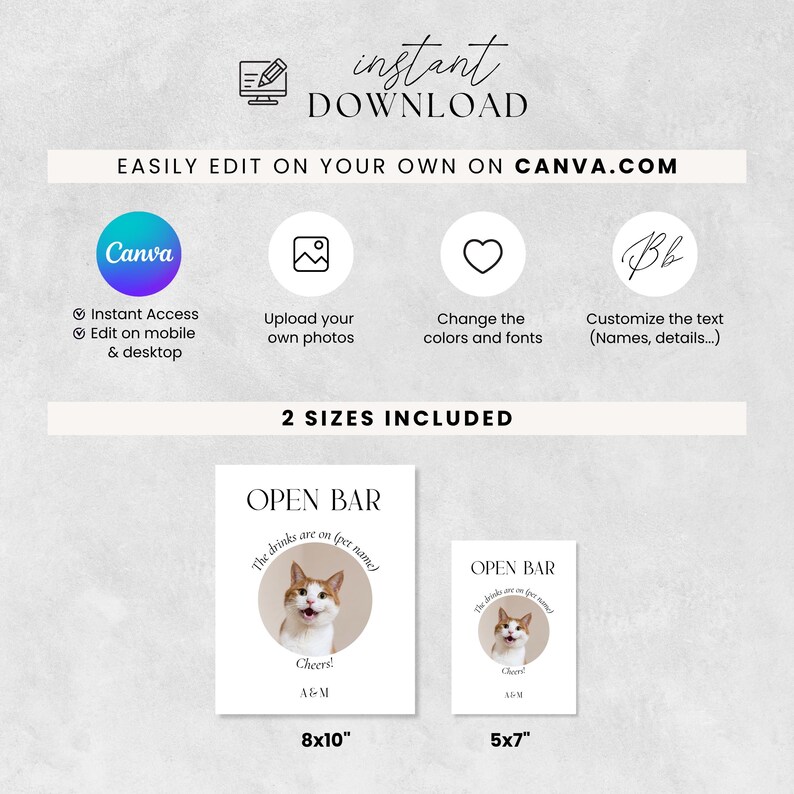 Open Bar Sign With Pets Canva Template, Printable Bar Menu the Drinks ...