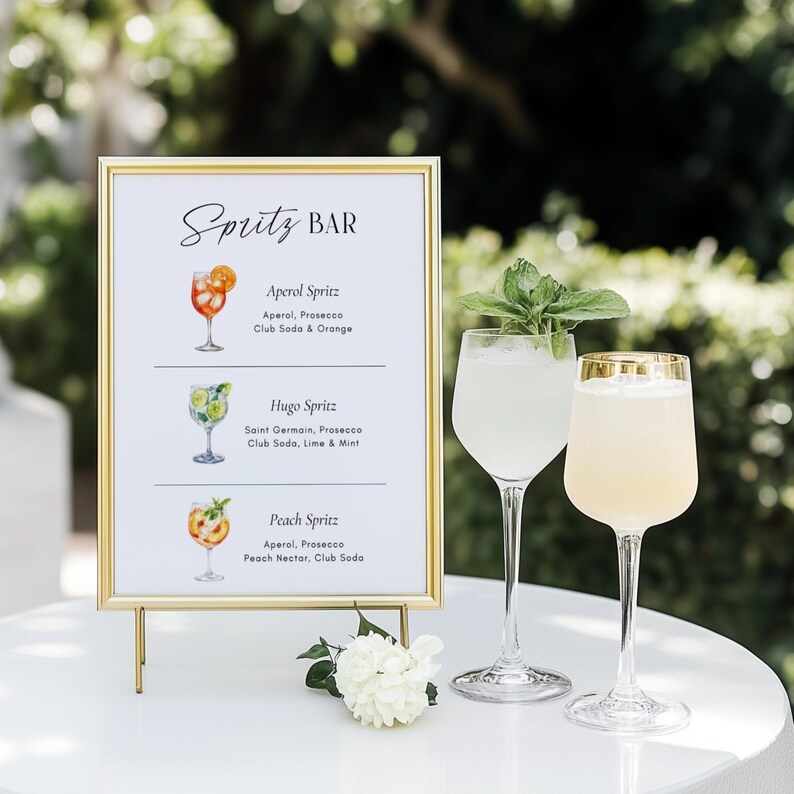 Spritz Bar Sign Editable Canva Template | 5 Cocktail Recipes Card ...