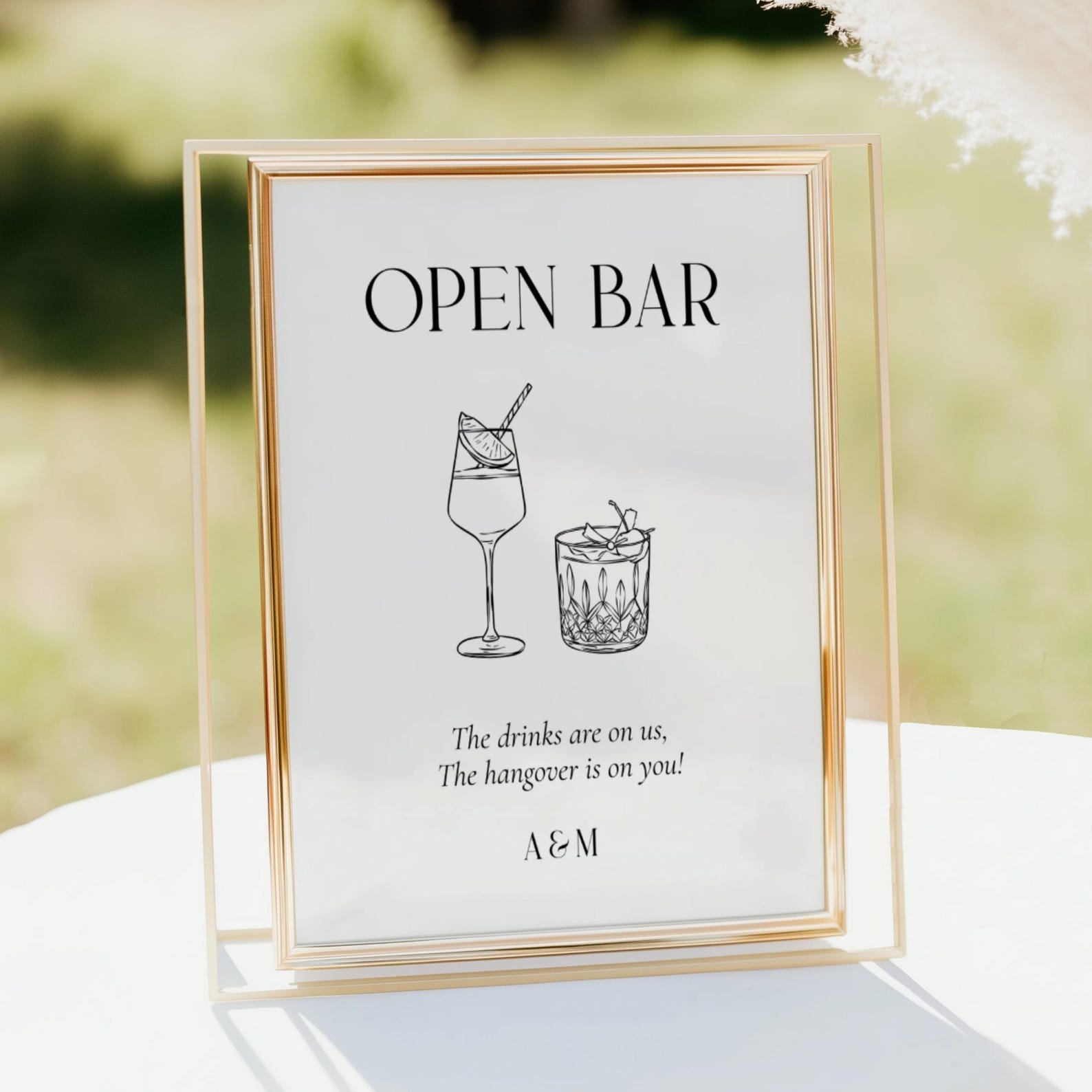 Wedding Open Bar Sign Canva Template, Printable Bar Menu the Drinks Are ...