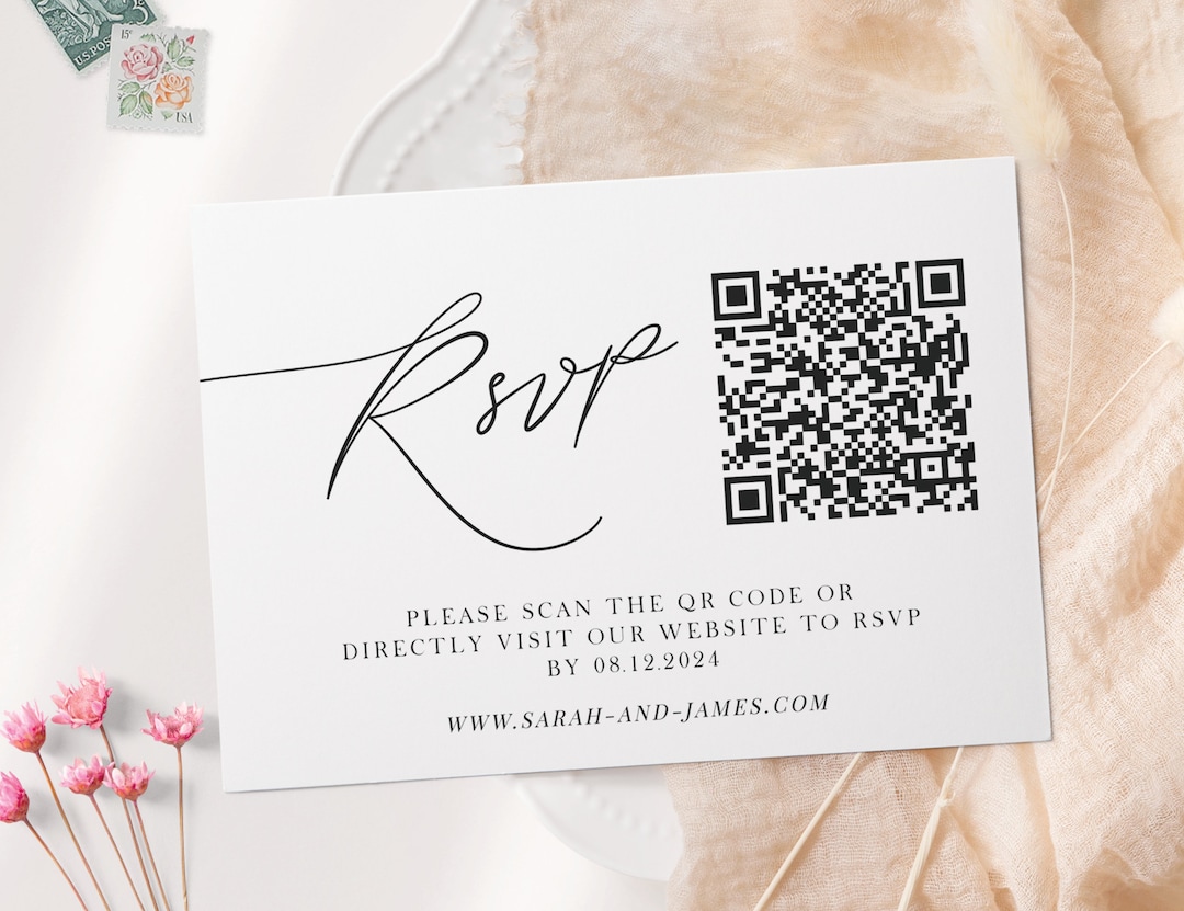 RSVP Card Qr Code for Wedding, Qr Code Rsvp Insert Template Templett ...
