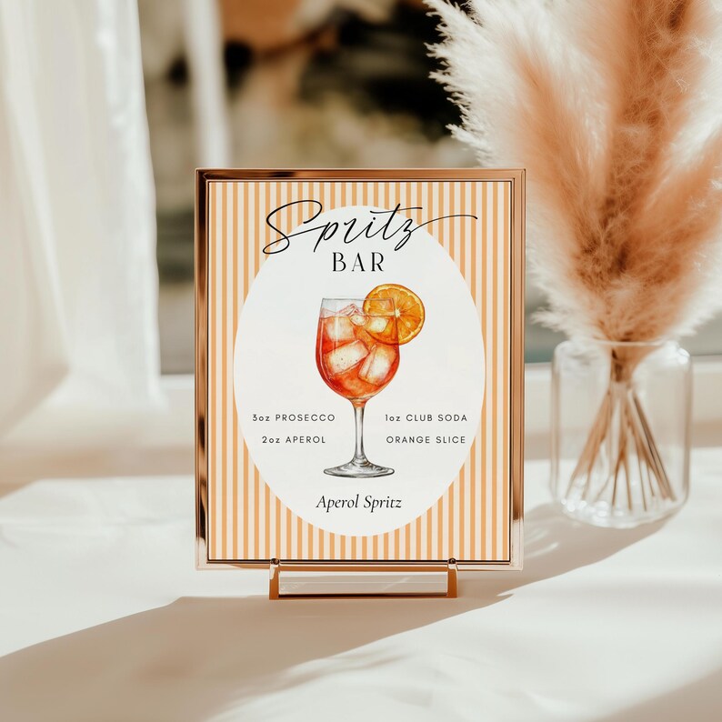 Aperol Spritz Bar Sign Canva Template Editable, Wedding Spritz ...