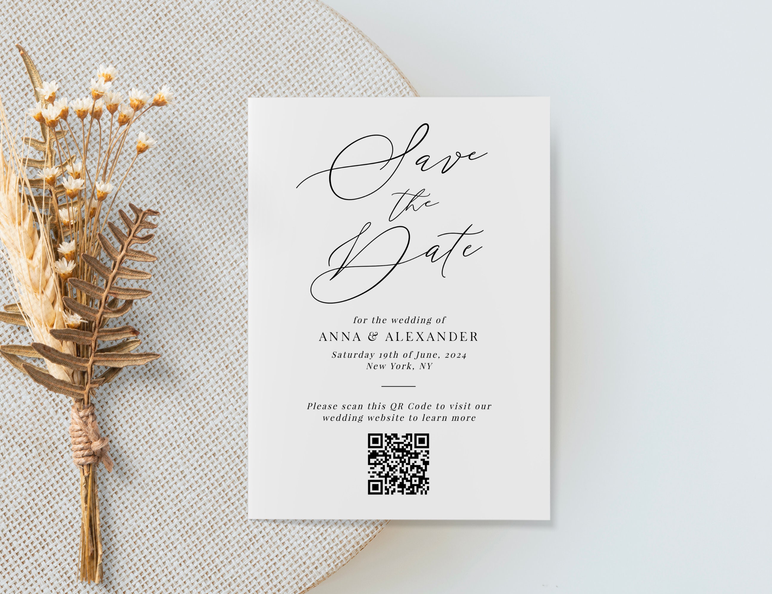 Save the Date QR Code Template,custom Minimalist Modern Wedding Save ...