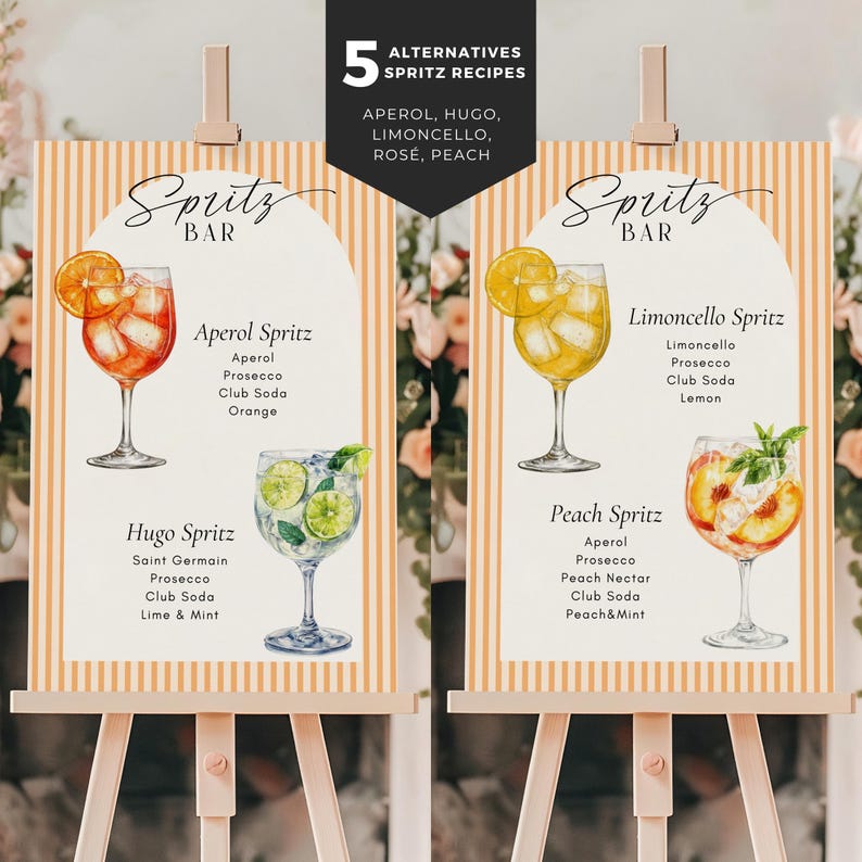 Aperol Spritz Hugo Spritz Sign Canva Template Editable, Signature ...