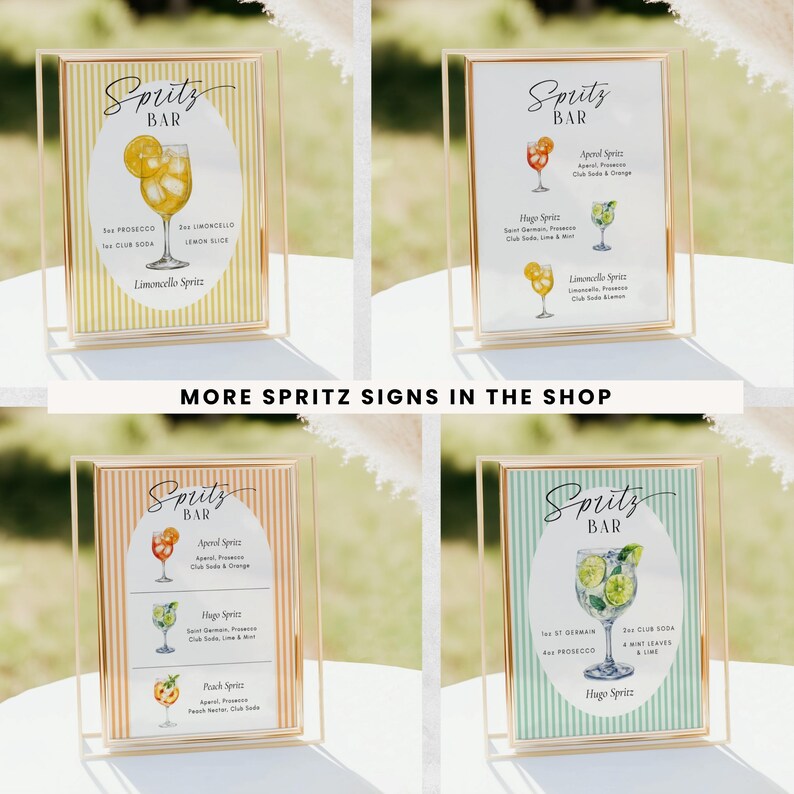 Spritz Bar Sign Editable Canva Template | 5 Cocktail Recipes Card ...