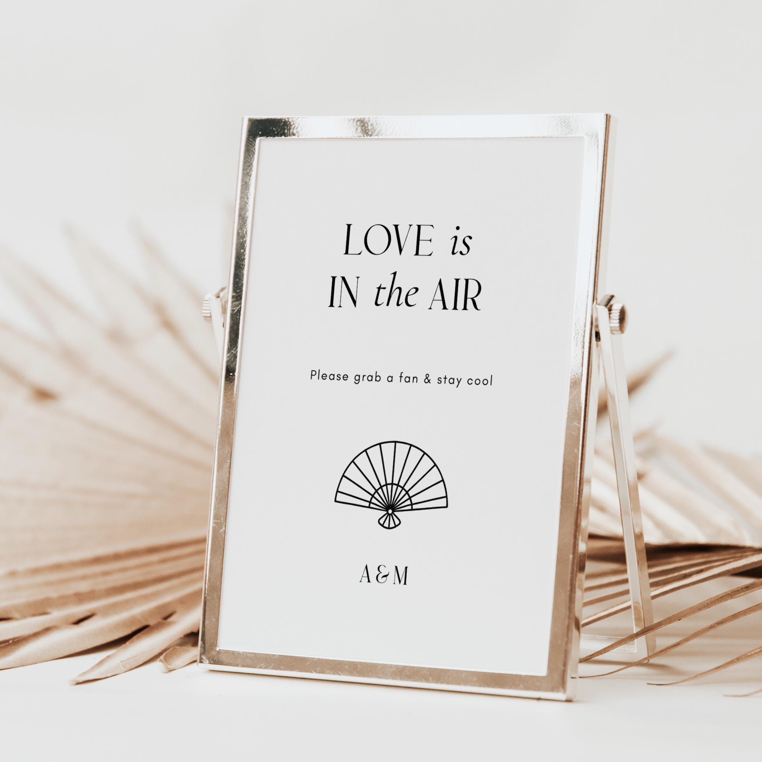Wedding Fan Sign Template, Love is in the Air Wedding Sign Canva ...