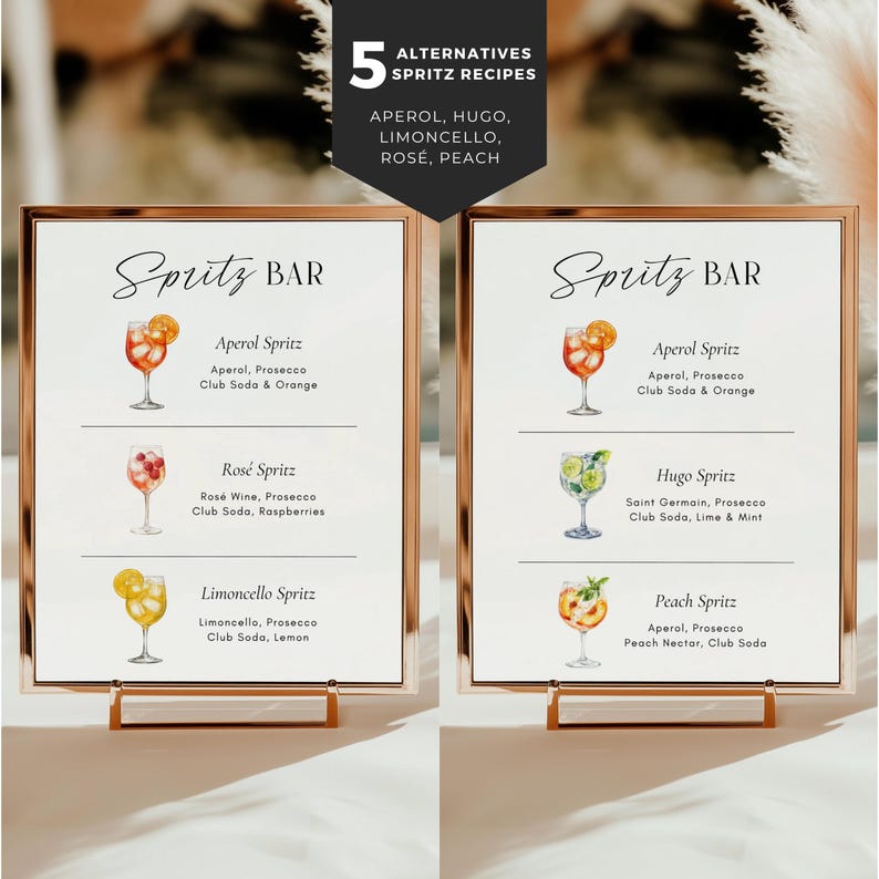 Spritz Bar Sign Editable Canva Template | 5 Cocktail Recipes Card ...