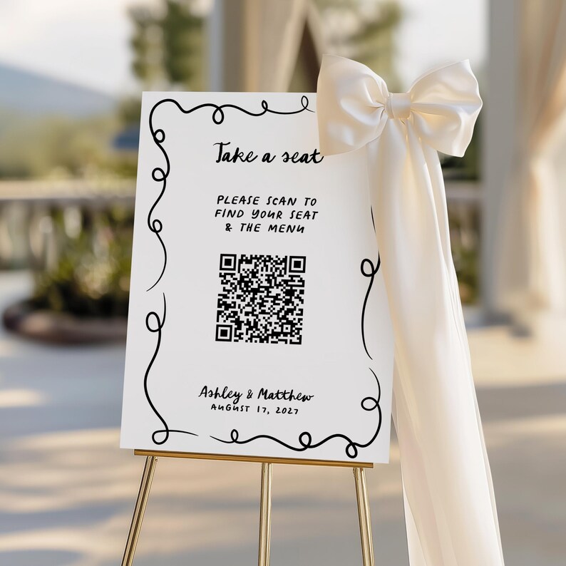 Digital Seating Chart With Qr Code Template Canva, Whimsical Hand Drawn ...