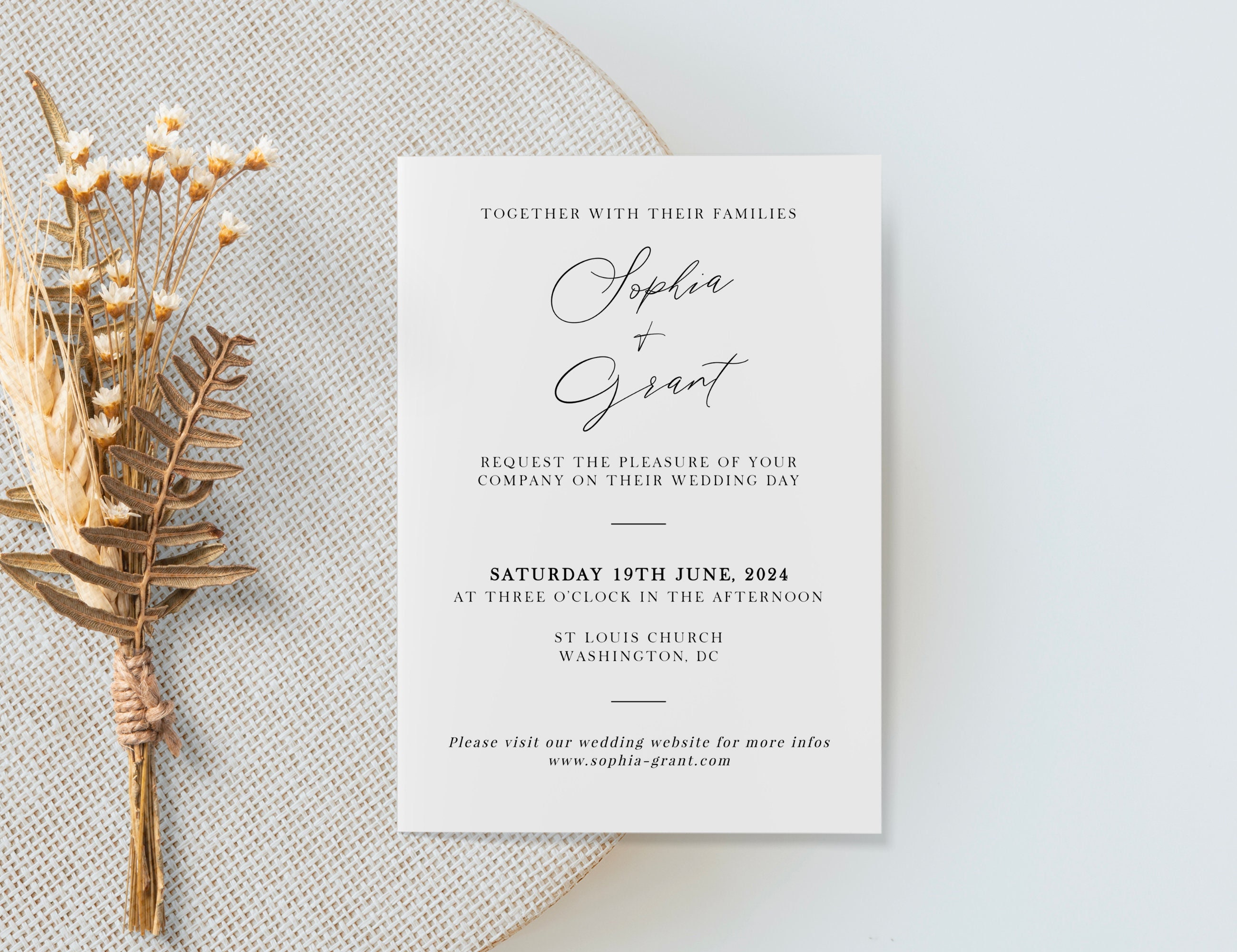 Wedding Website Invitation Template Minimalist, Modern Custom Wedding ...